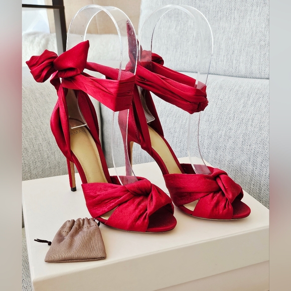 Alexandre Birman | Shoes | Alexandre Birman Red Satin Wrap Around Tie ...